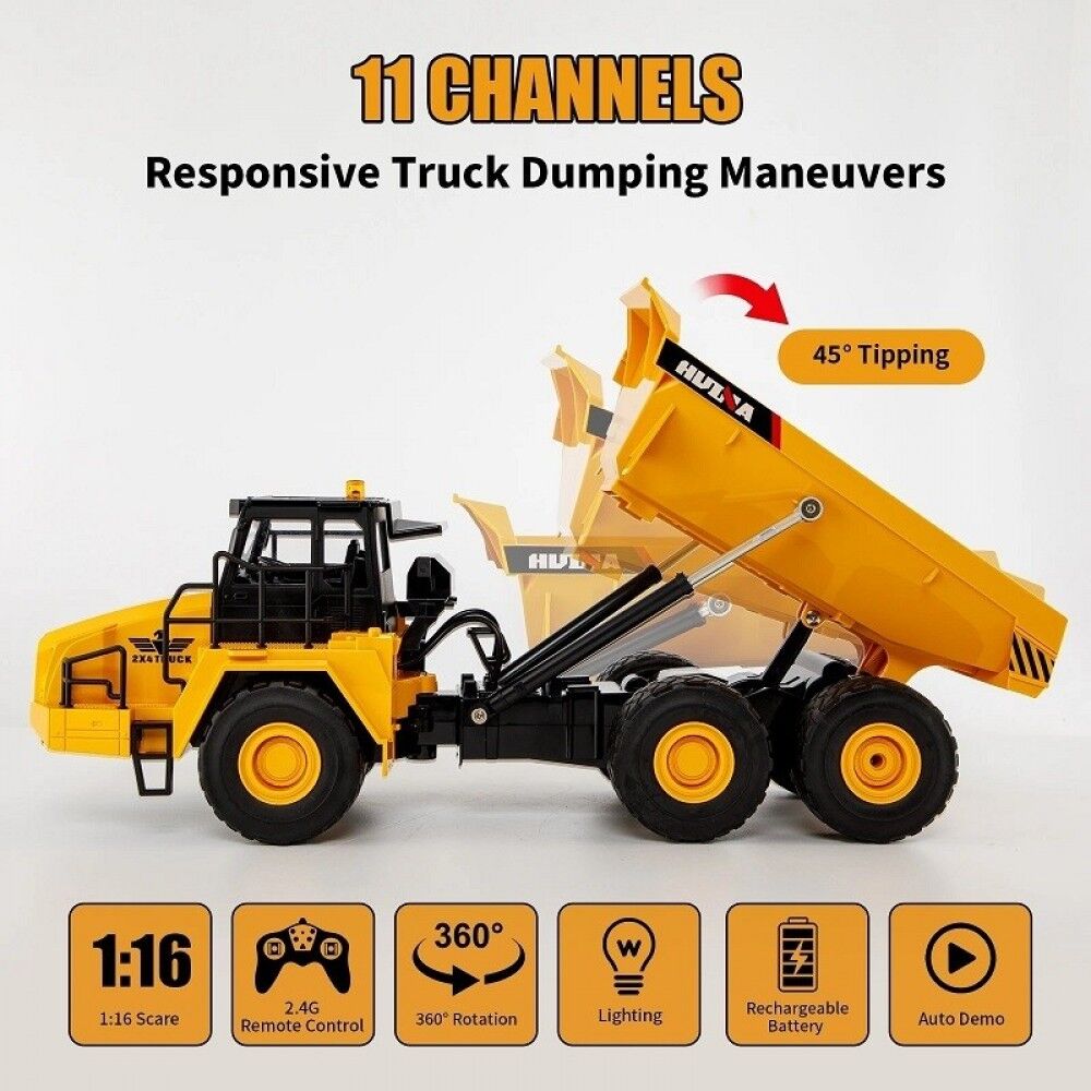 Huina 1553 Rc Excavator Huina 1/16 11CH 2.4G Electric Sound and Light ...