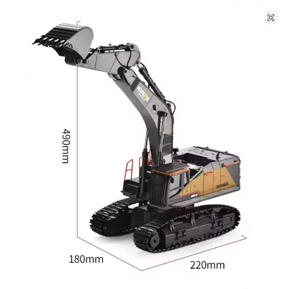 HUINA 1592 RC Excavator 1:14 Scale 22 Channels 2.4G Semi-Alloy Remote ...