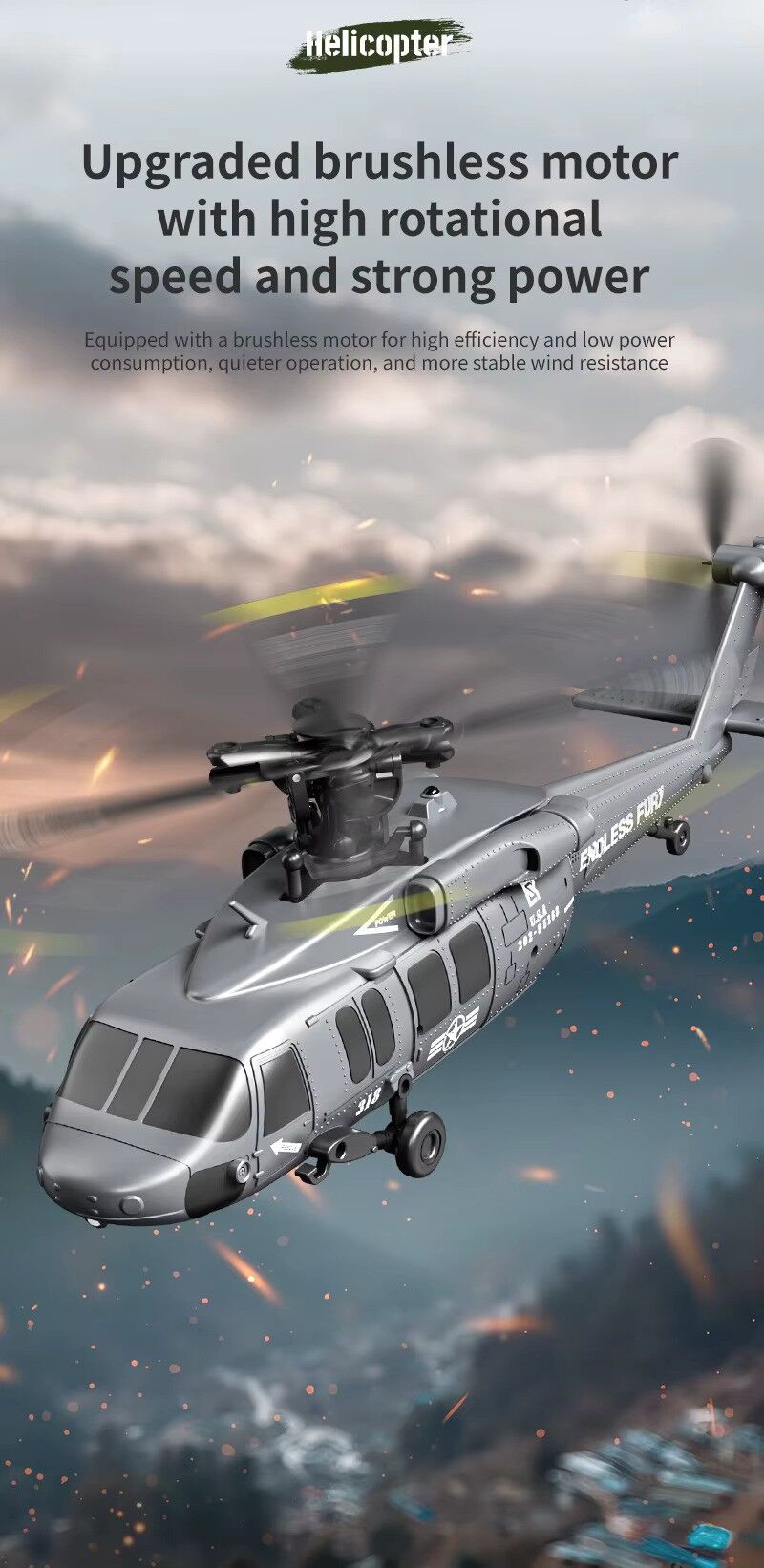 JJRC U9901 RC Helicopter 6CH Brushless Inverted Flight Stunt Remote ...