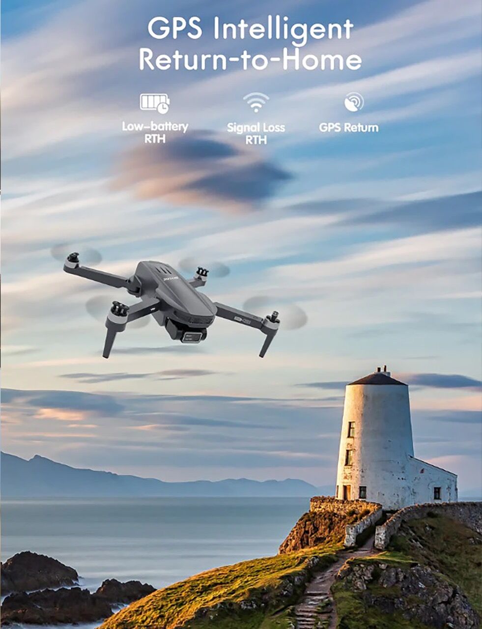 Skyline Mini GPS Drone with 4K Camera RC Quadcopter 90° Adjustable Lens ...